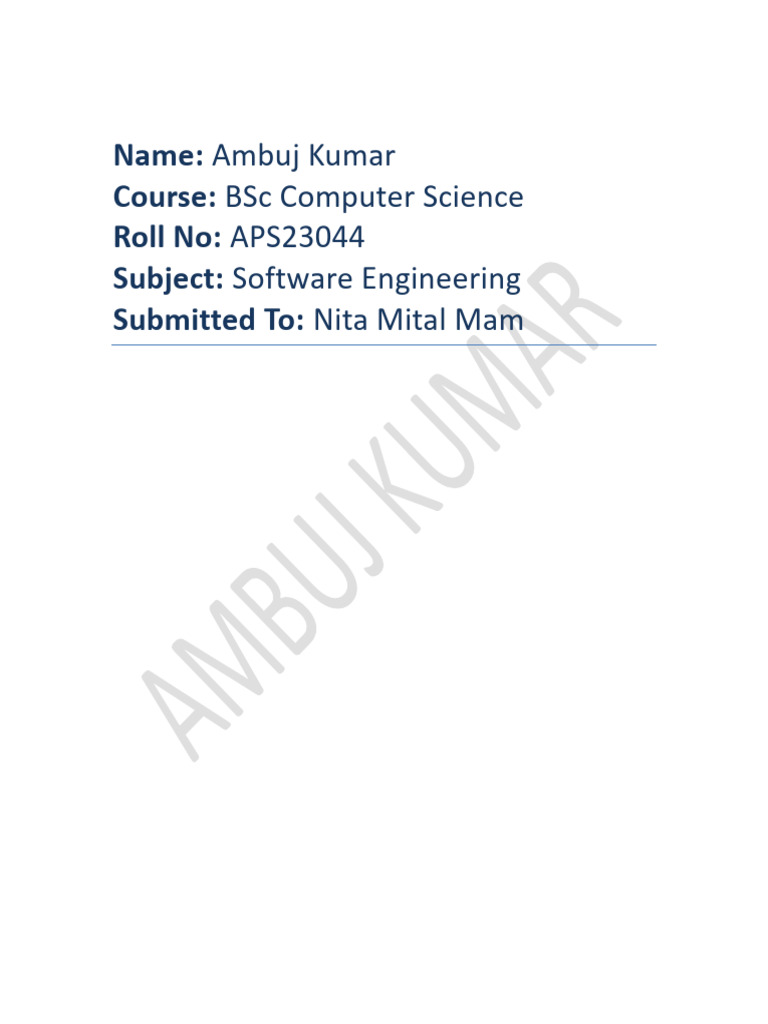 Ambuj Kumar Software Engineering Assignment 3 | PDF | Computer Engineering | Software Engineering