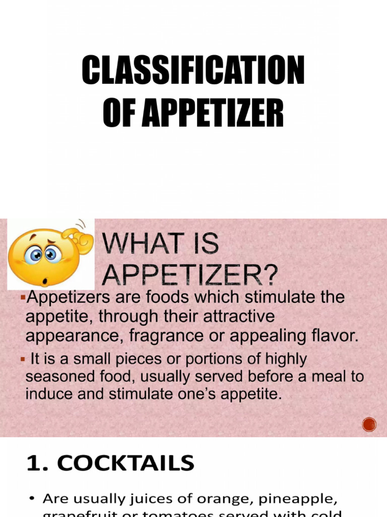 Classification of Appetizers | PDF