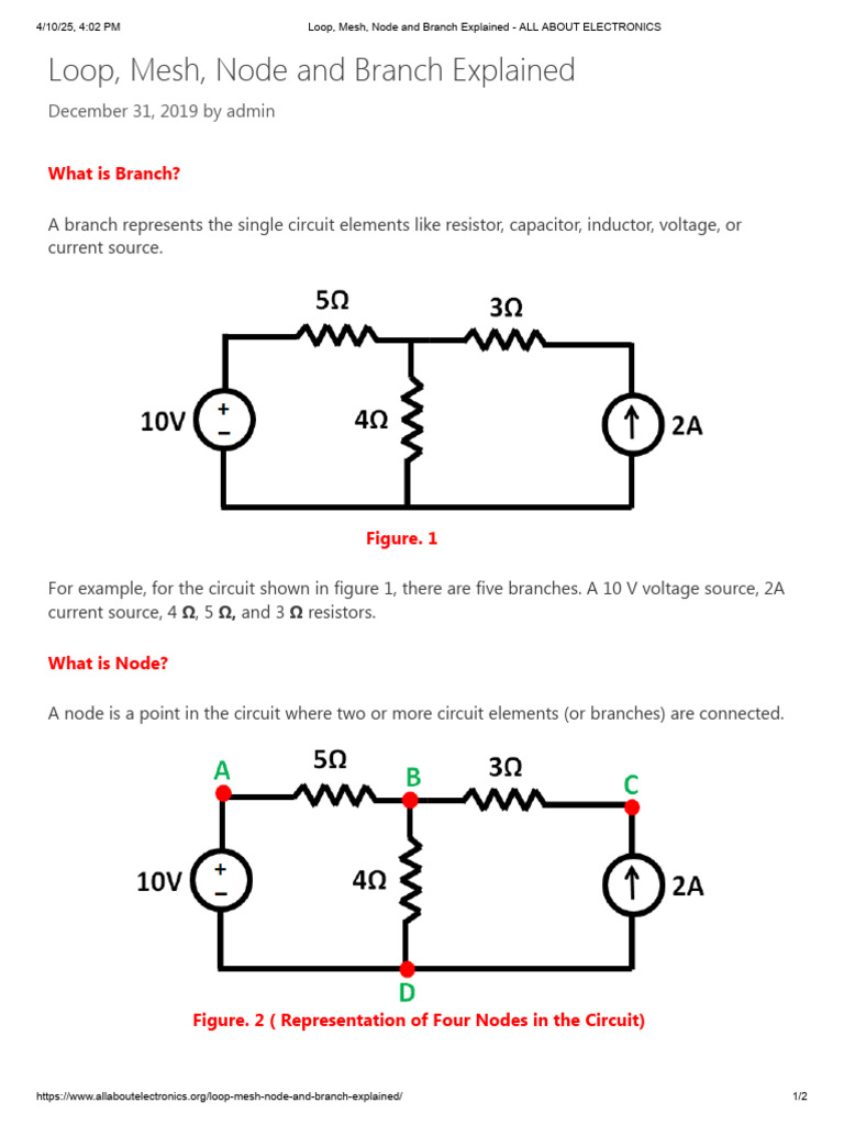 3) Loop, Mesh, Node and Branch Explained - ALL ABOUT ELECTRONICS | PDF