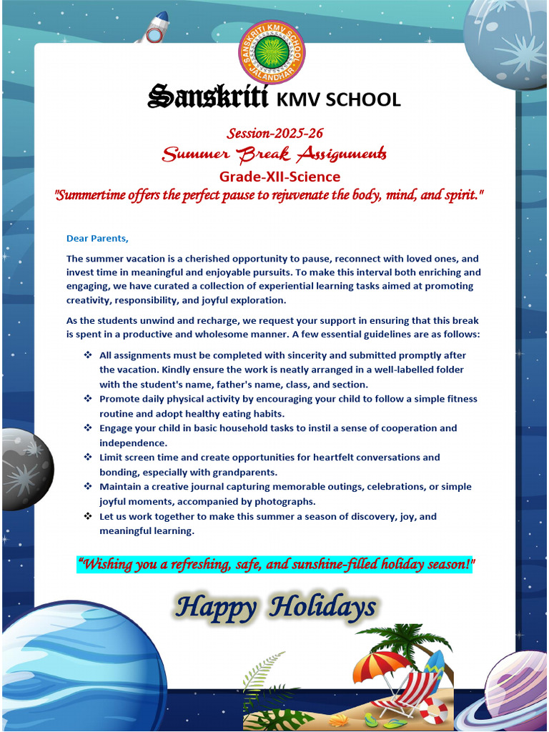 Grade-12 - Science Summer Break Assignments-2025 | PDF | Capacitor | Capacitance