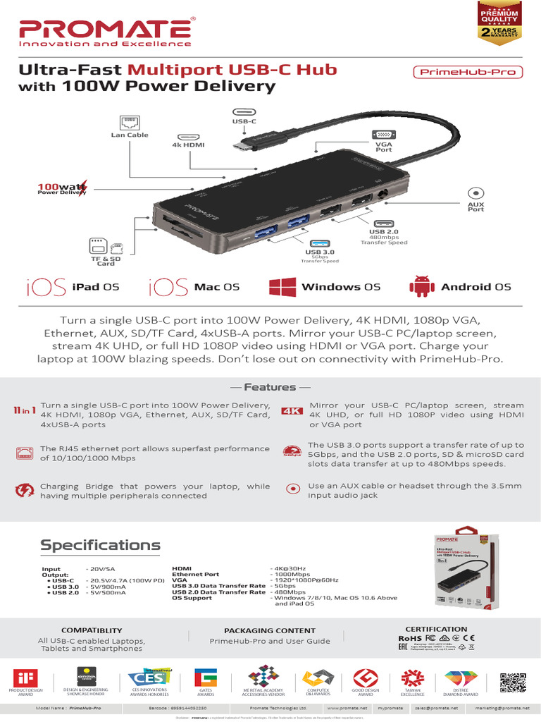 PrimeHub ProDatasheet 1631625434497 | PDF | Hdmi | Usb