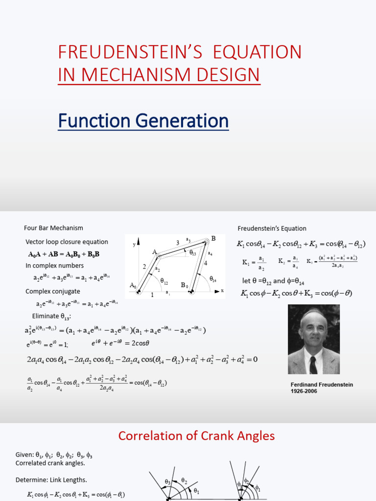 Freudenstein's Equation in Mechanism Design | PDF | Mathematical ...
