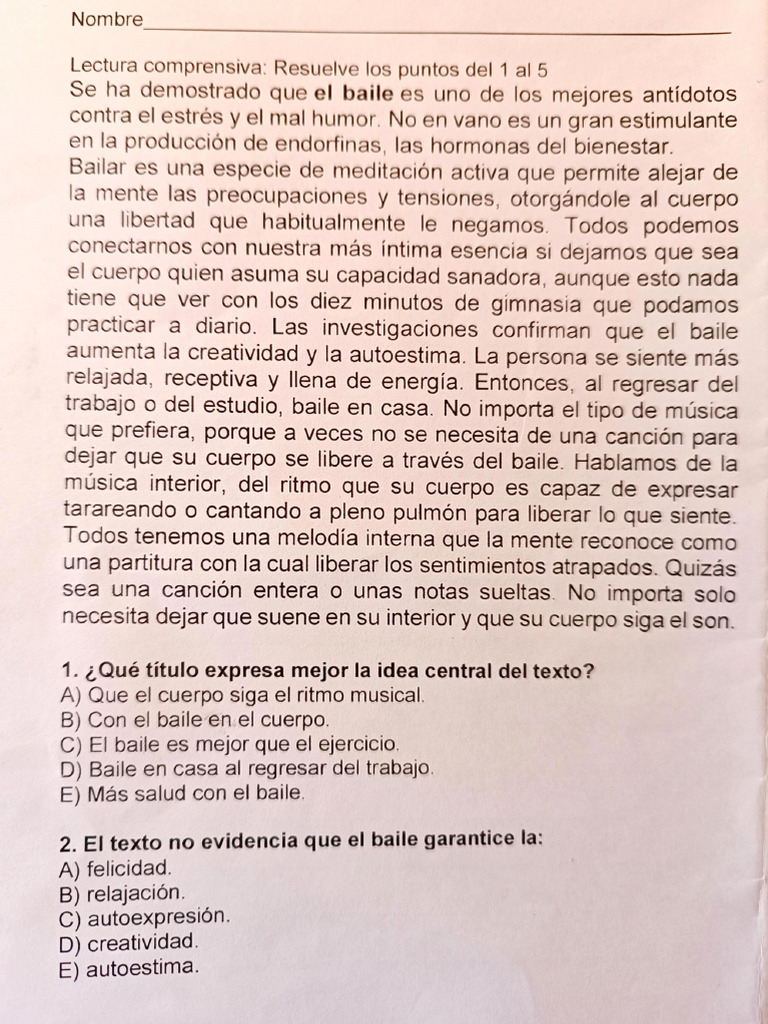 Recuperaci-N Segundo Trimestre 9 | PDF | Bailes