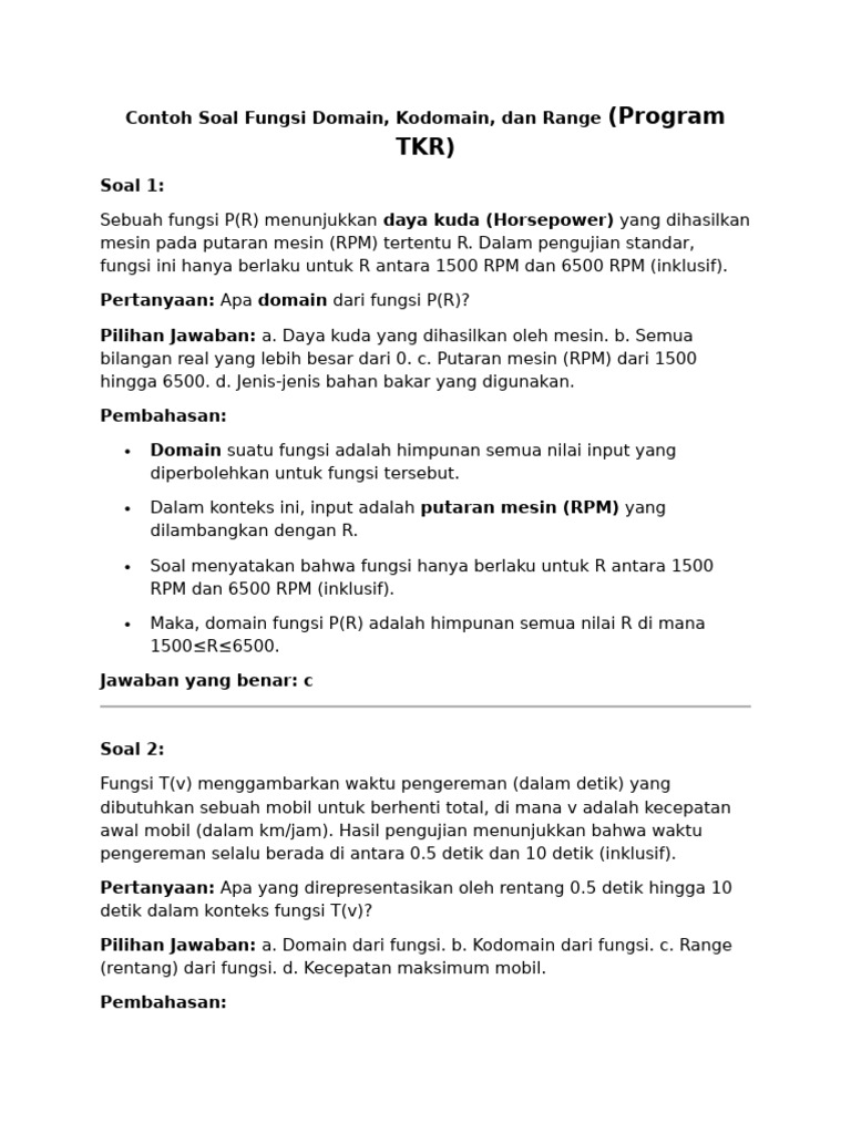 Contoh Soal Domain dan Range Fungsi | PDF