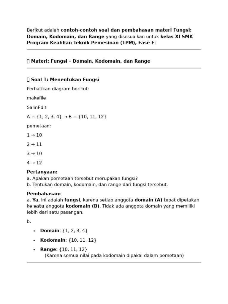 Contoh Soal Fungsi TPM XI SMK | PDF