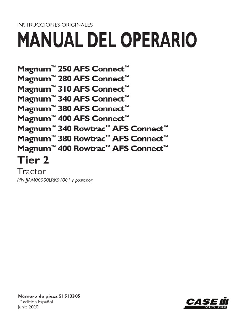 Manual Del Operario Magnum 250 280 310 340 380 Case Ih Tier2 | PDF ...