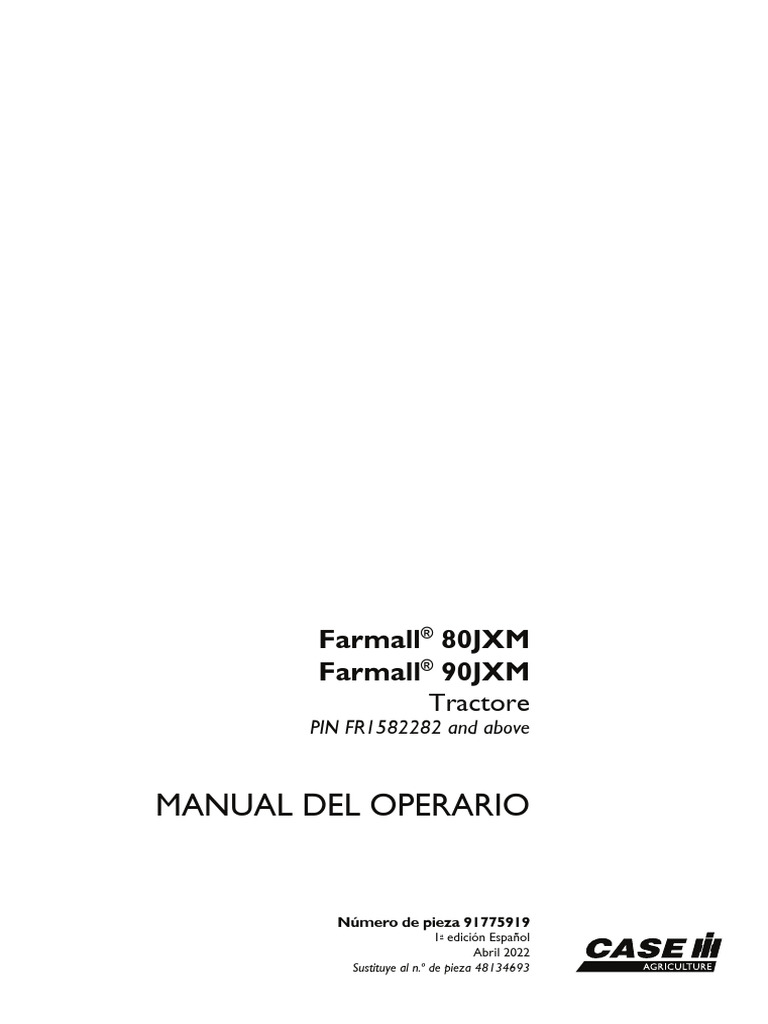 Manual del Operario Farmall 80JXM | PDF | Tracción en las cuatro ruedas ...