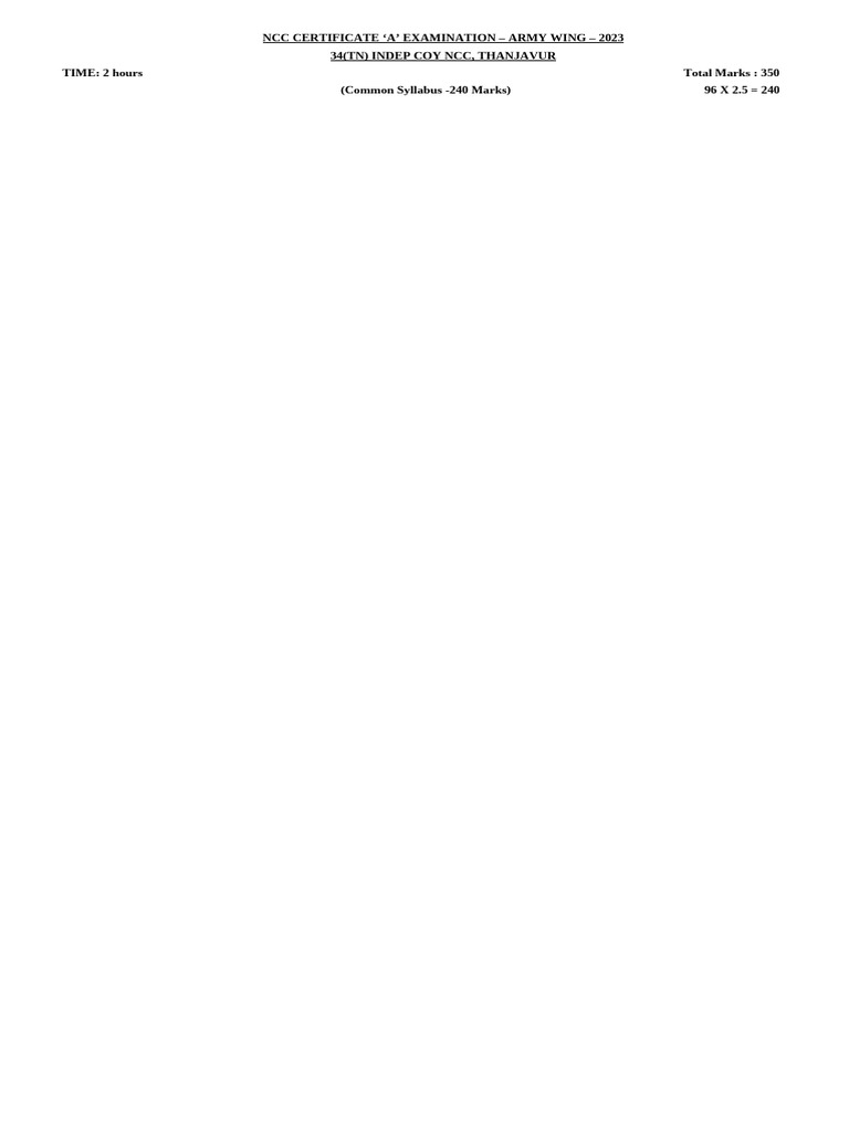 NCC A Certificate Examination 2024 (350 Marks) | PDF | Immunodeficiency ...