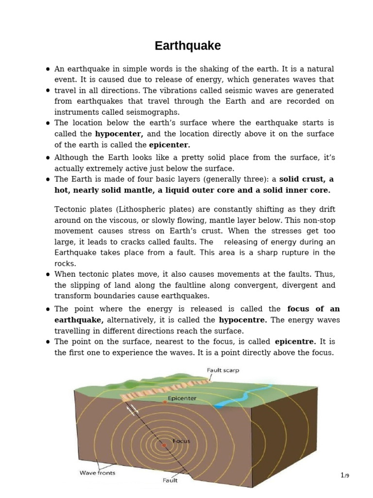 earthquake | PDF | Earthquakes | Plate Tectonics