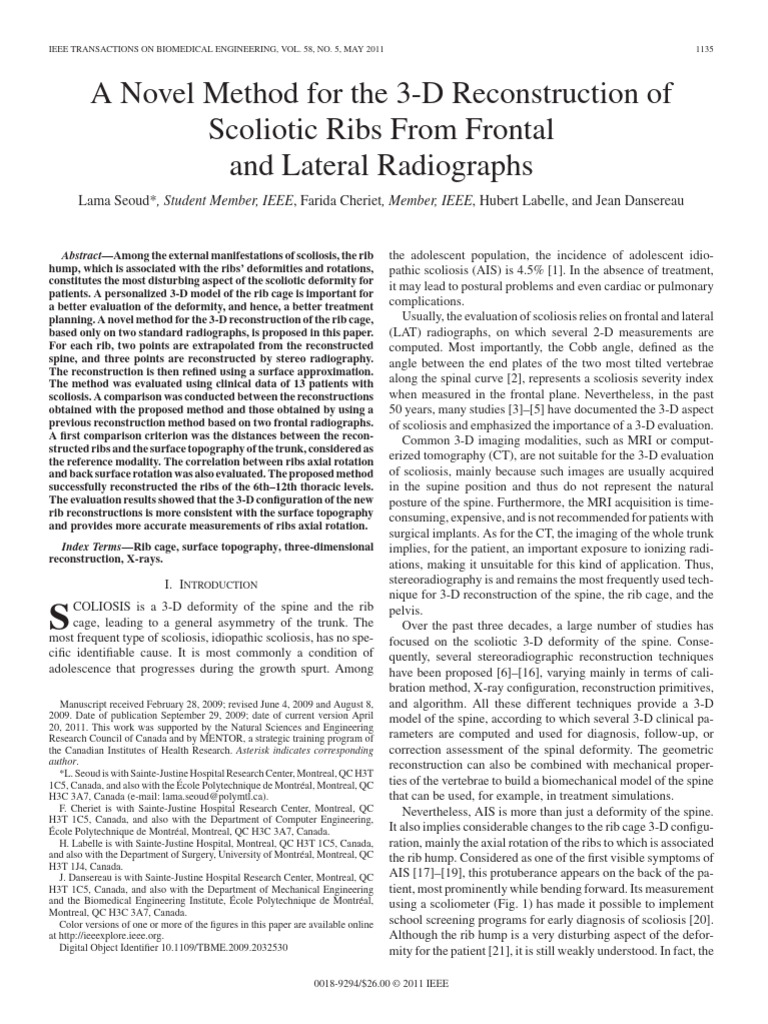 A Novel Method For The 3-D Reconstruction of Scoliotic Ribs From ...