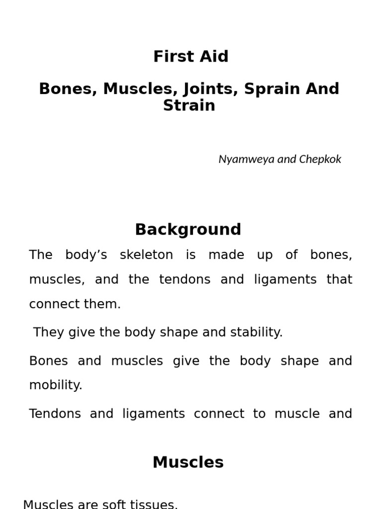 First Aid Bones, Muscles, Joints, Dislocation, Sprain and Strain | PDF ...