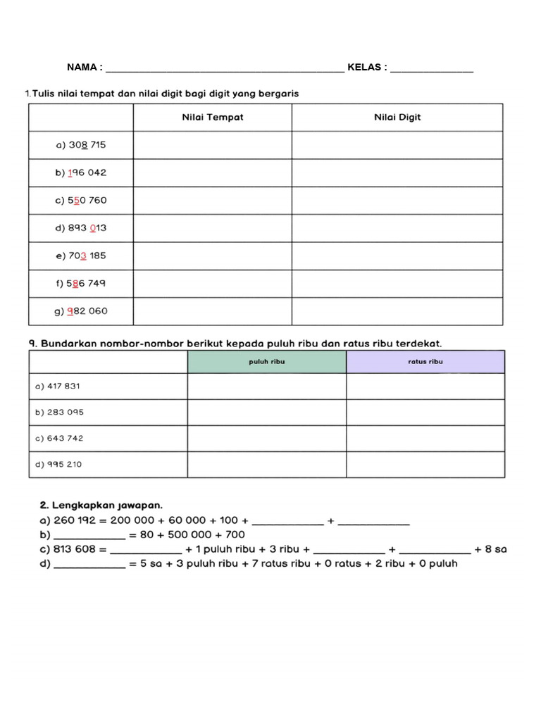 Latihan Tuition Minggu 1 (Mathsc) | PDF