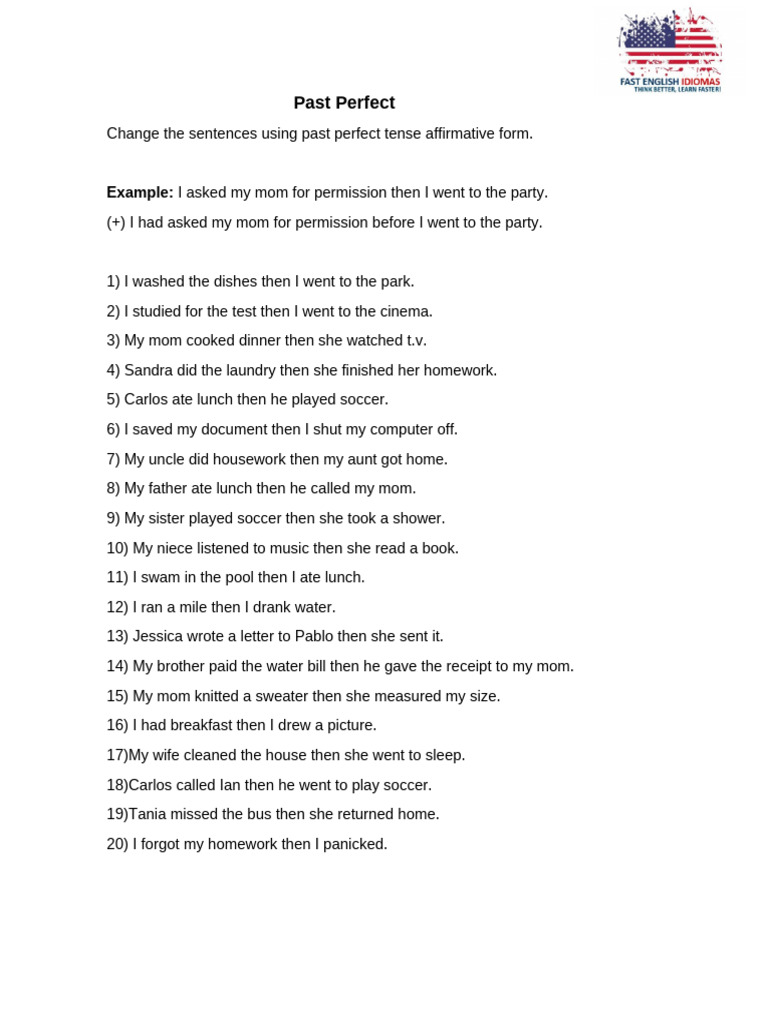 Actions in Past Worksheet | PDF