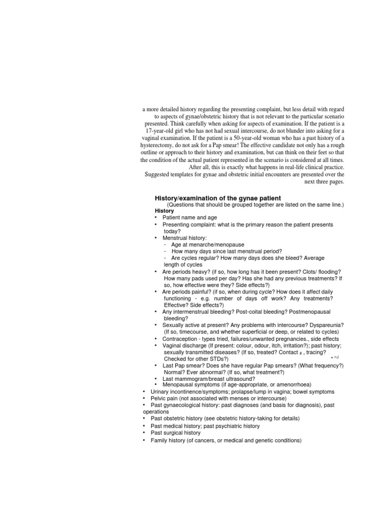 History/examination of The Gynae Patient | Download Free PDF | Vagina ...