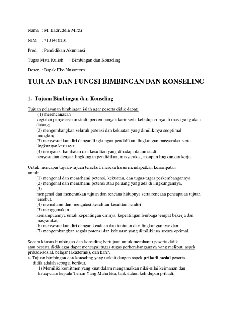 Tujuan & Fungsi BK | PDF