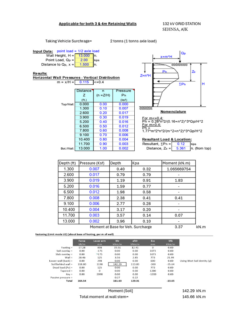 Steel Calculations For Soil+Vehicle Surcharge | PDF | Building ...