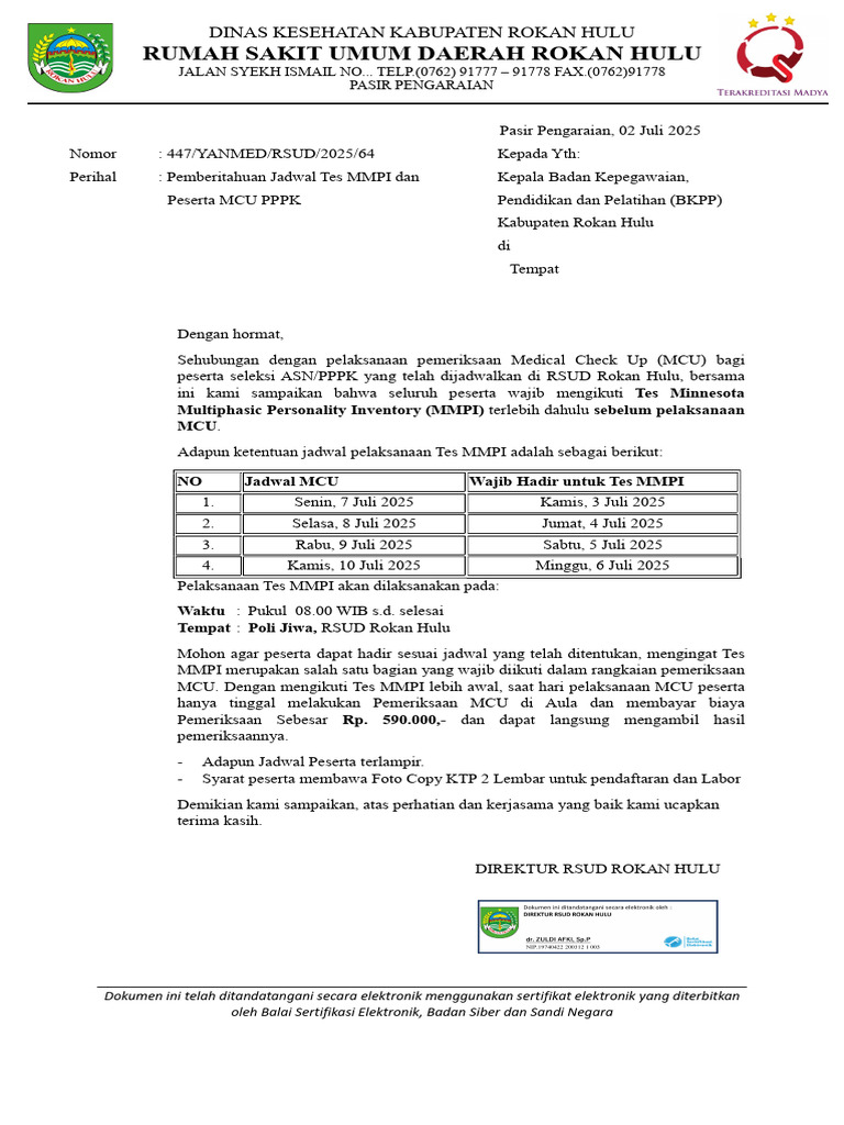 Pemberitahuan MCU Sign | PDF