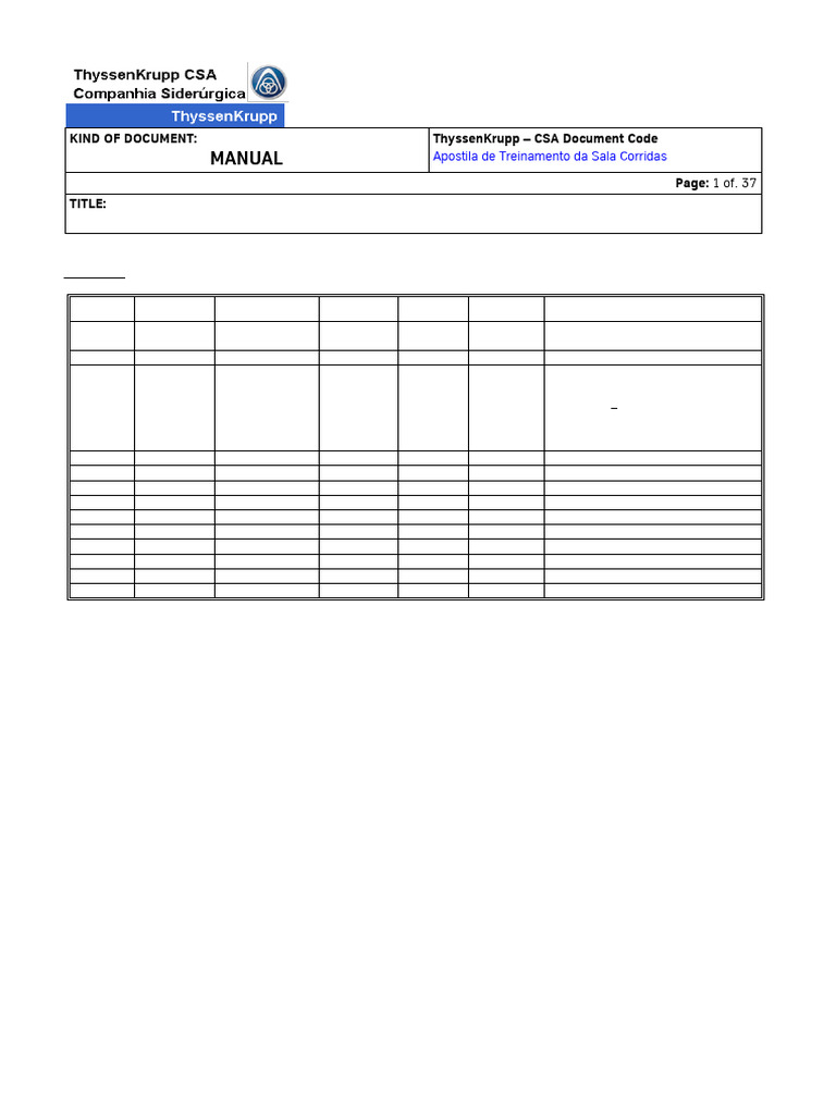 Manual de Treinamento Da Sala de Corridas Rev2 | PDF | Gusa | Alto-forno