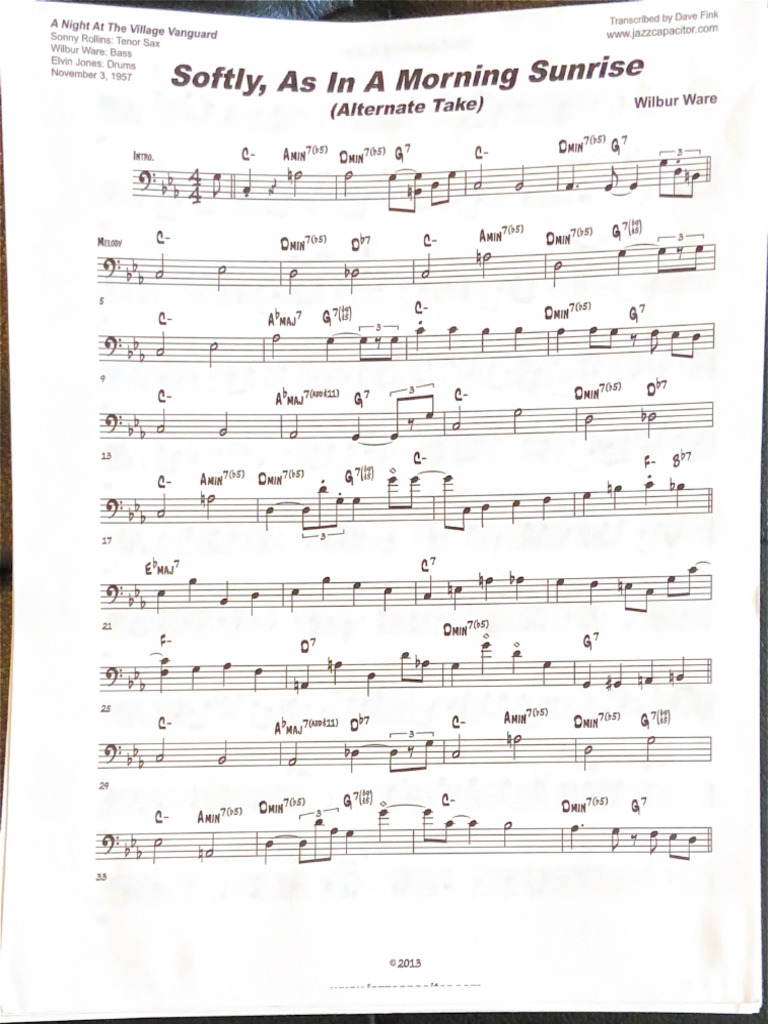 Softly As in A Morning Sunrise Wilbur Ware | PDF