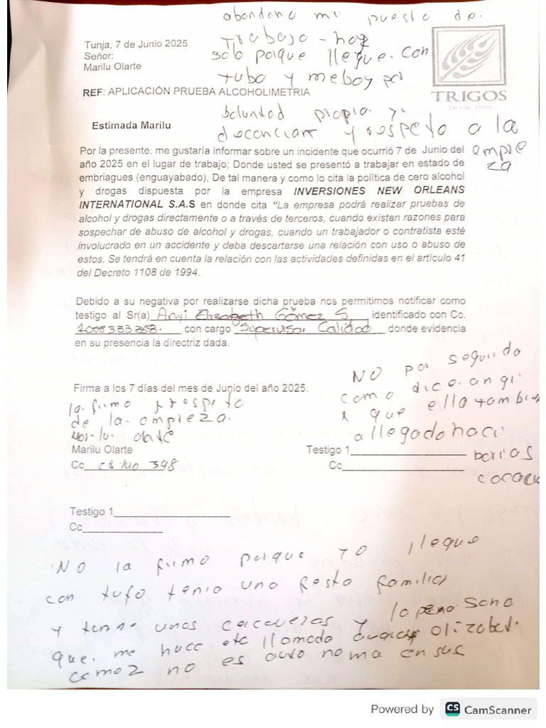 Carta Marilu Olarte | PDF