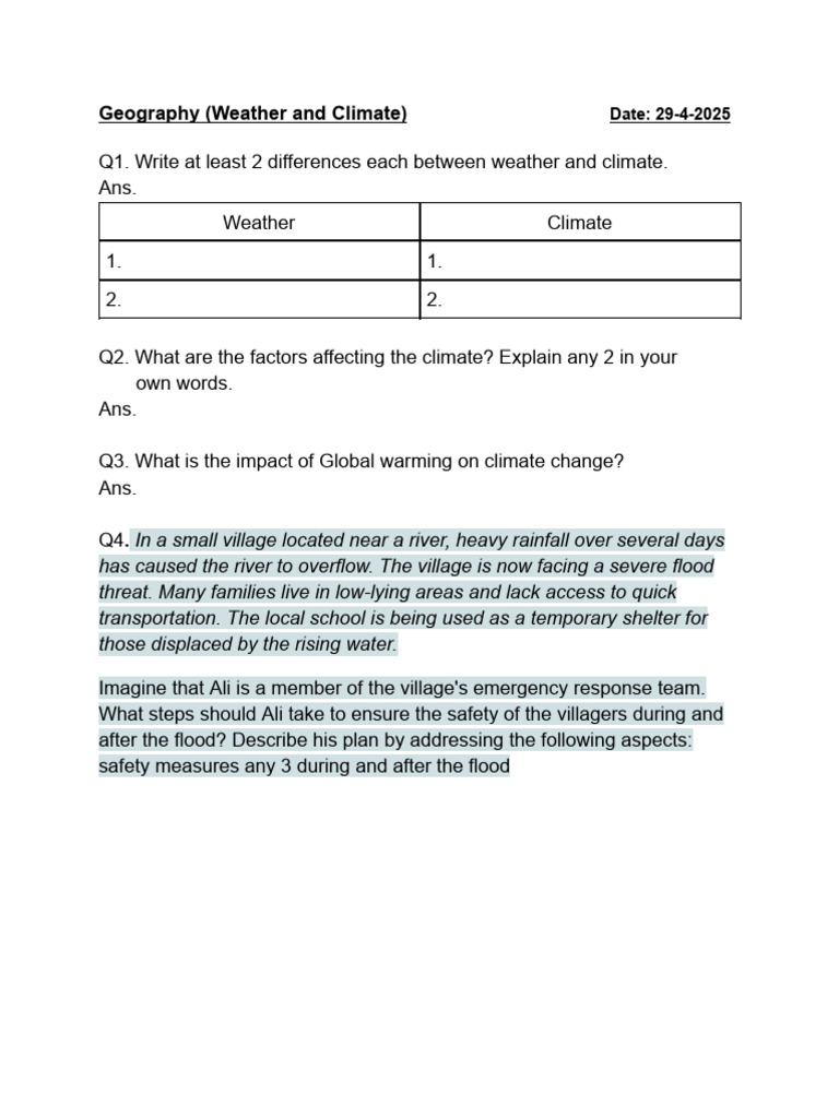 Geography (Weather and Climate) | PDF