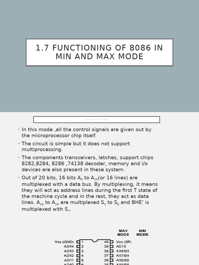 8086 Min/Max Mode Functionality | PDF | Central Processing Unit | Input ...