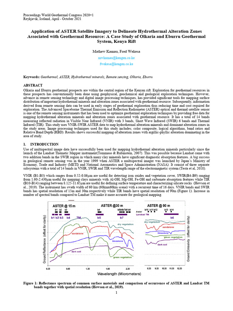 Application of ASTER Satellite Imagery To Delineate Hydrothermal ...