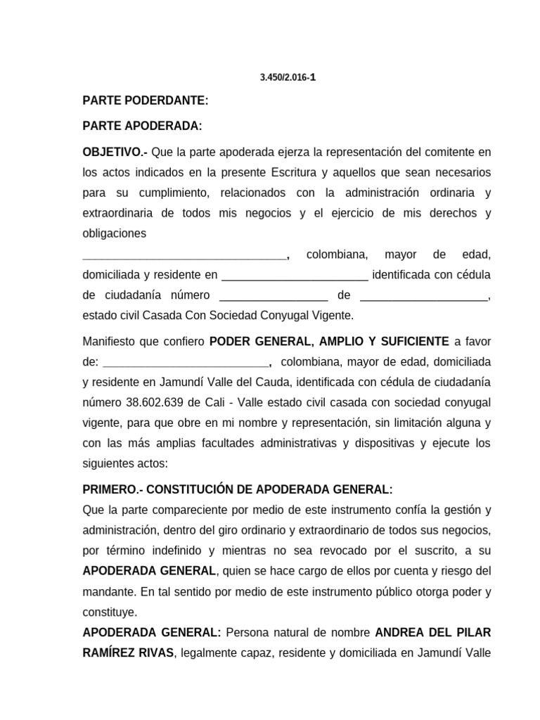 Modelo Poder General Completo Largo | PDF | Propiedad | Pagos