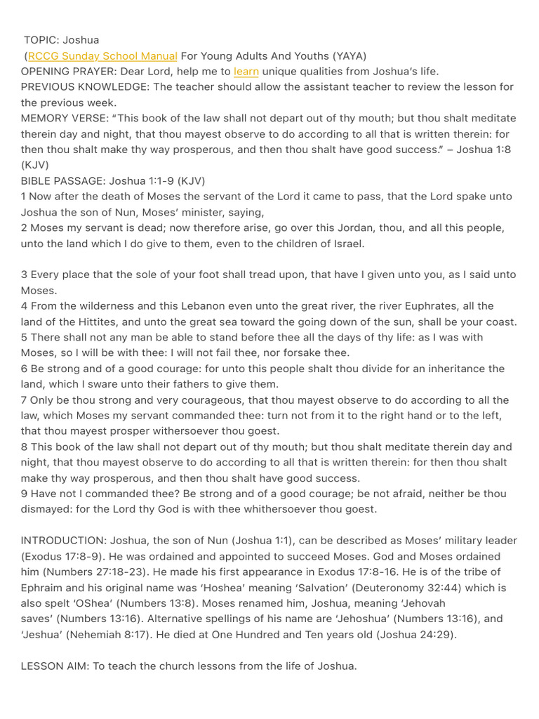 Topic Joshua | PDF | Joshua | Moses