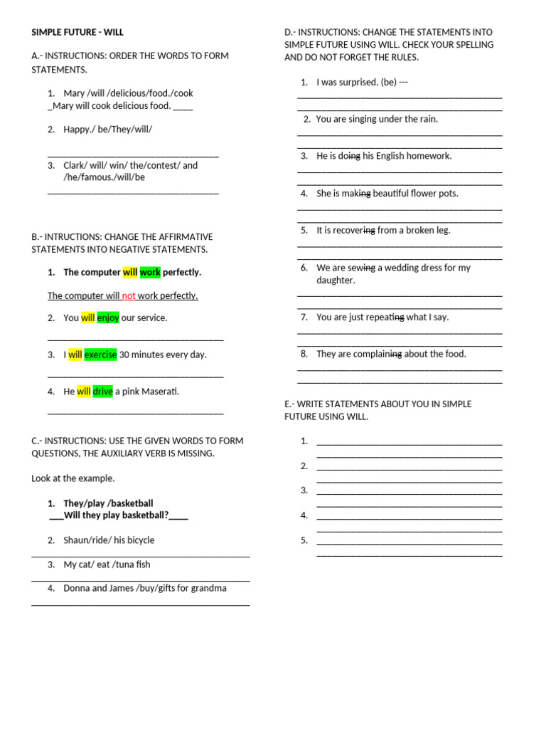 FUTURE - WILL Exercises CTM Groups | PDF | Linguistics | Grammar