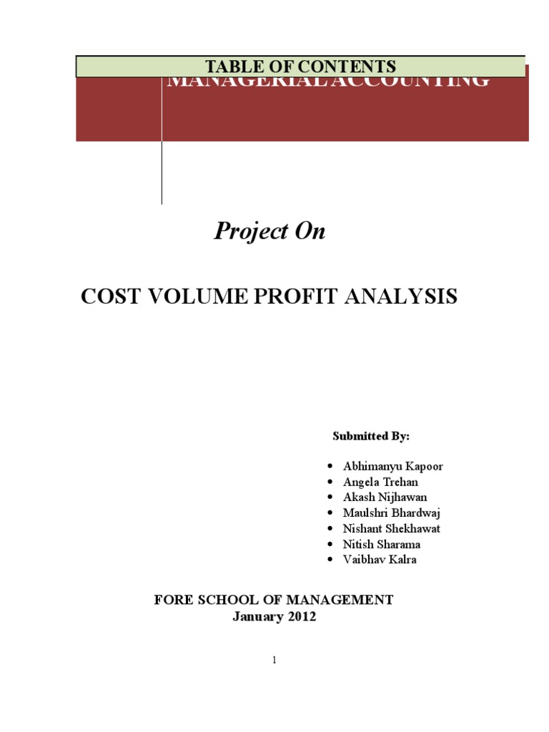 Managerial Accounting Project | PDF | Profit (Accounting) | Marketing