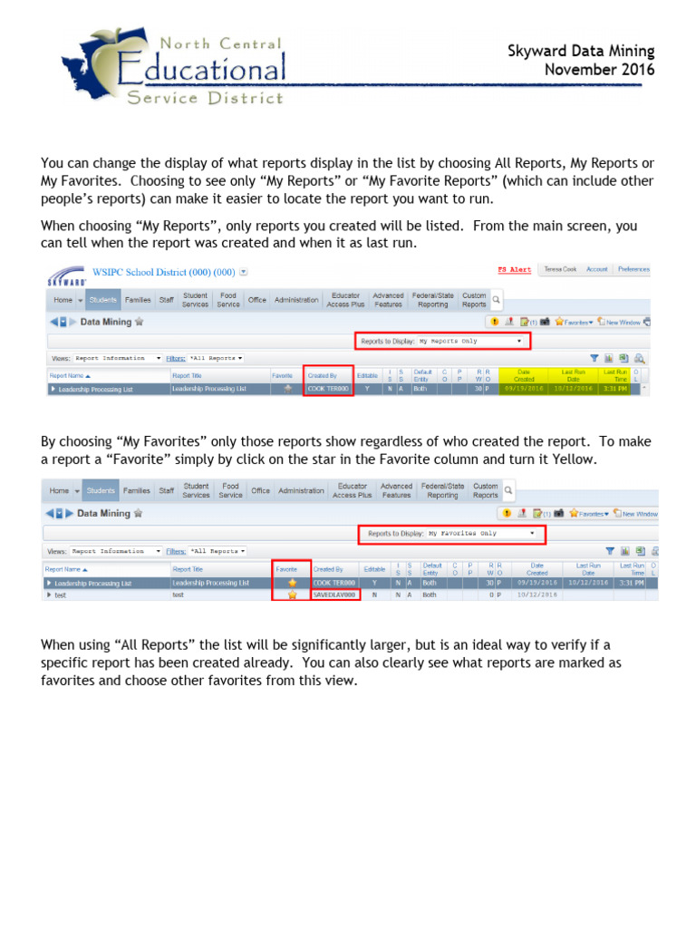 Creating Data Mining Reports in Skyward | PDF | Computing | Software