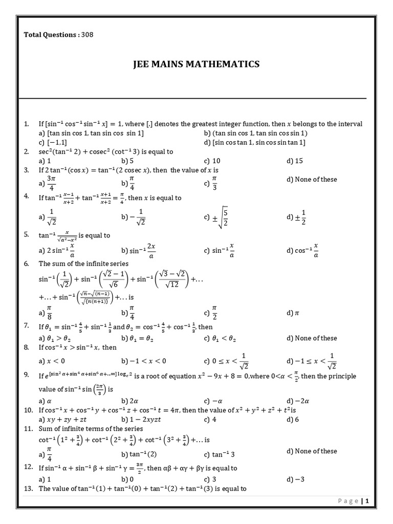 Inverse Trigonometrice Functions Pdf Trigonometric Functions Arithmetic