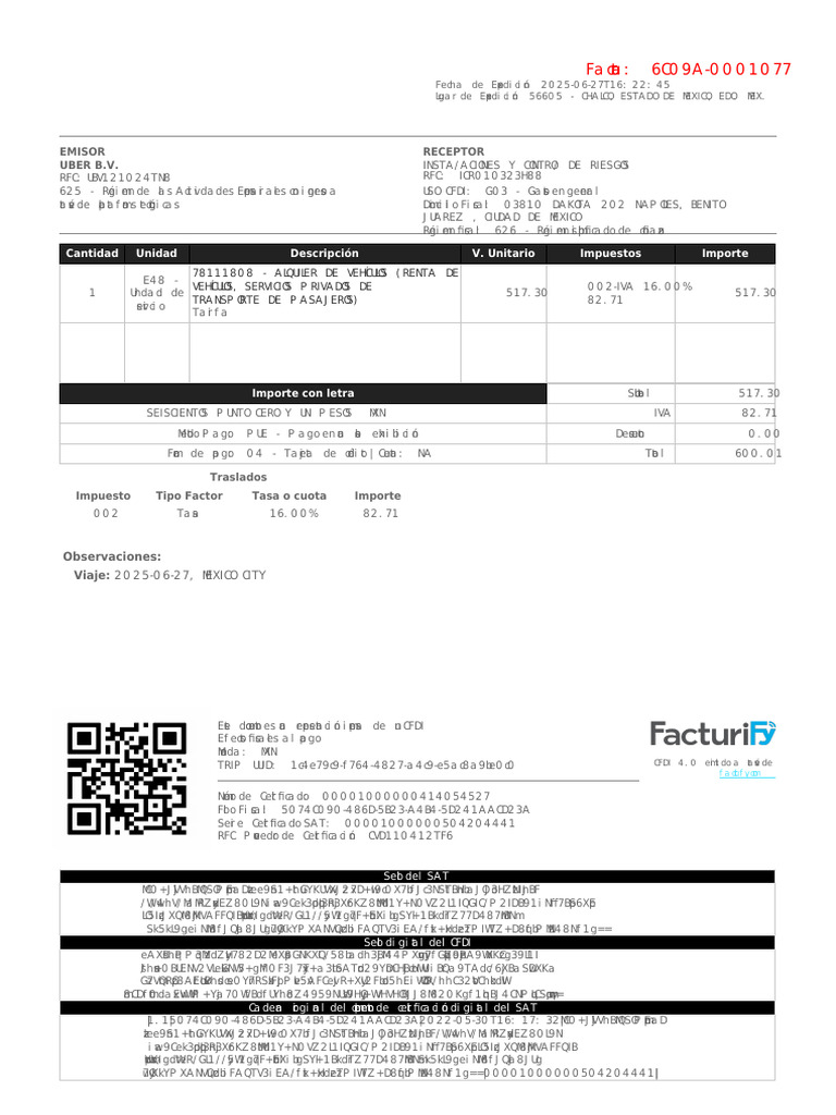1.1 Factura Uber | PDF | Pagos