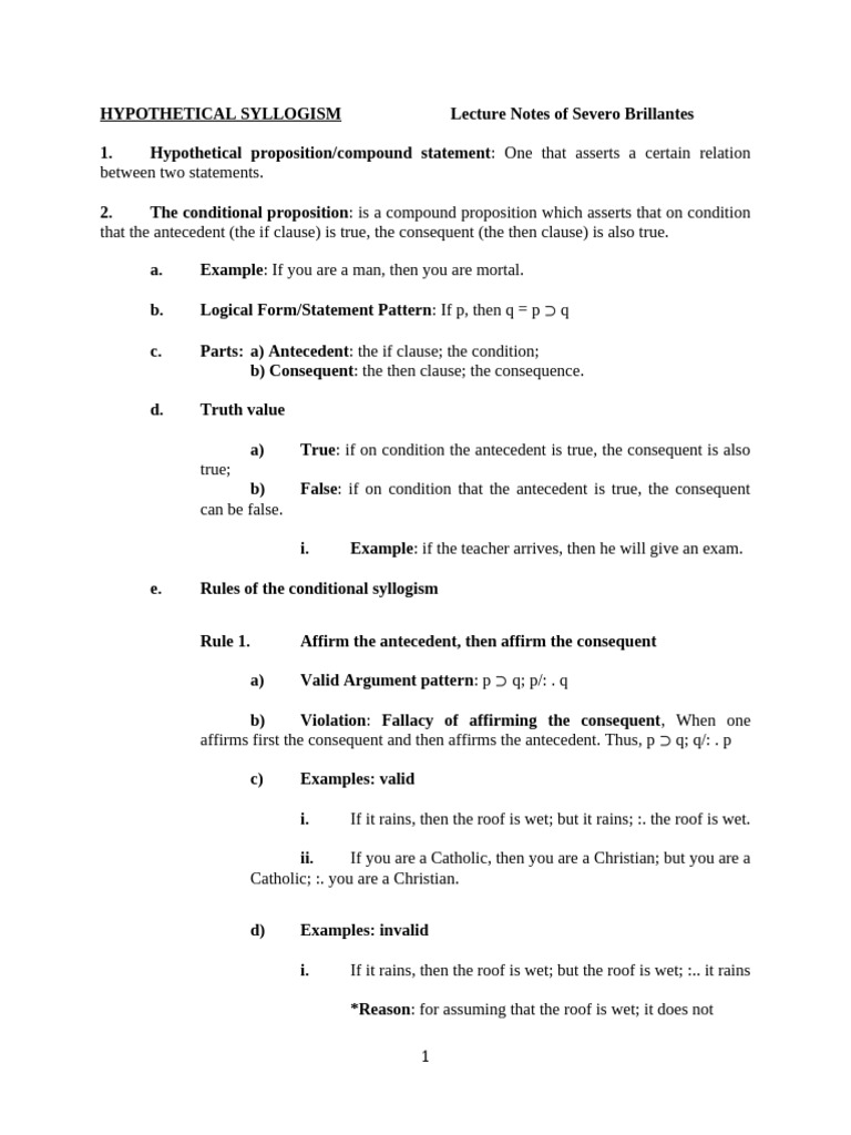 M. Hypothetical Syllogism | PDF | Argument | Logic