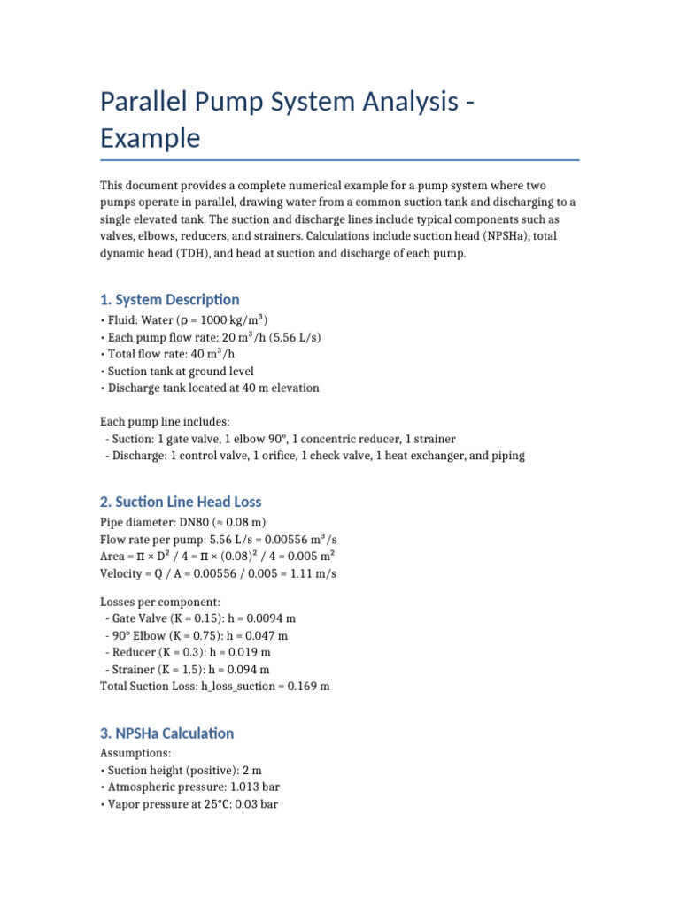 Parallel Pump System Example | PDF