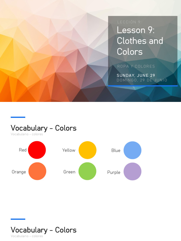 Lesson 9 - Clothing and Colors | PDF