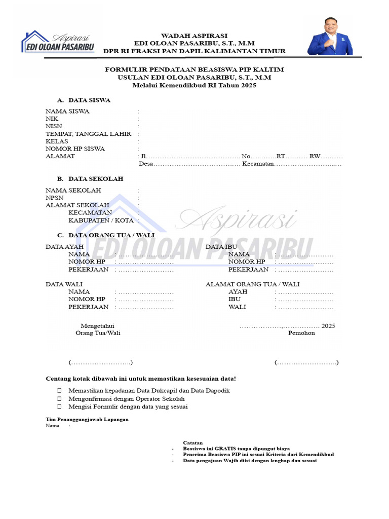 Formulir Beasiswa | PDF