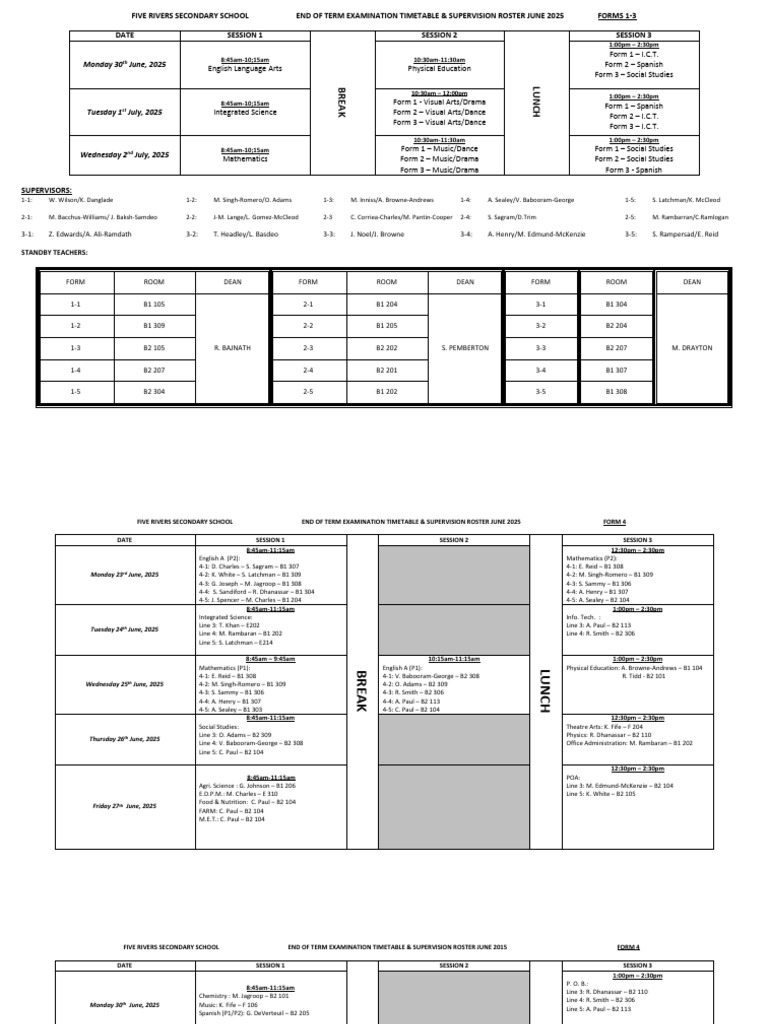 Upadted Exam Timetable Term 3 2024-2025 Final | PDF
