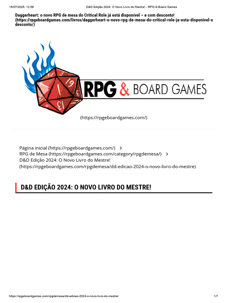 Novo Livro do Mestre D&D 2024 | PDF | Dungeons & Dragons (jogo) | Jogos ...