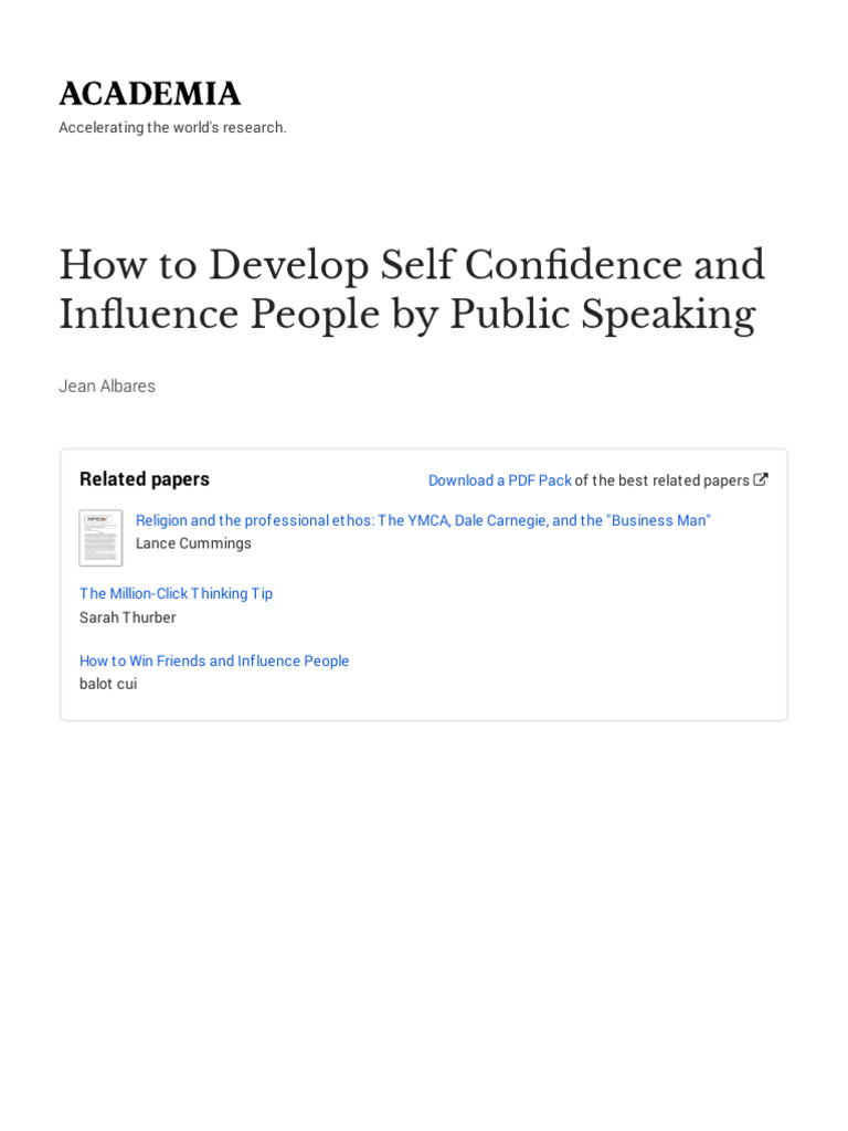 Develop Self-Confidence Through Speaking | PDF