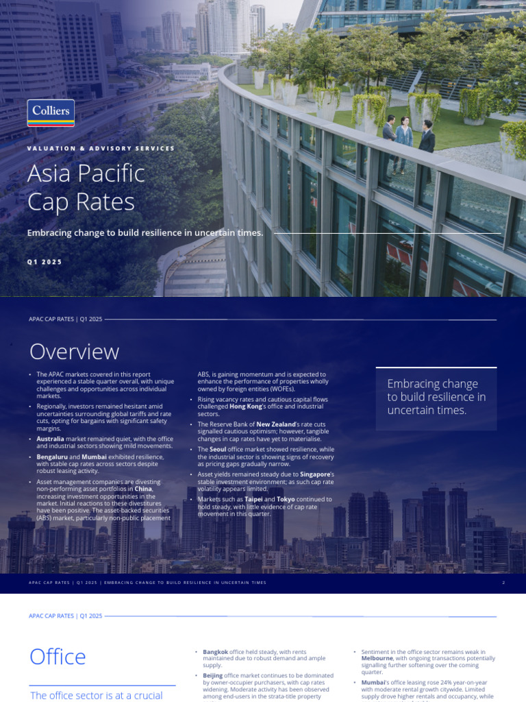 Colliers APAC Cap Rates Report Q1 2025 2 | PDF | Renting | Interest Rates