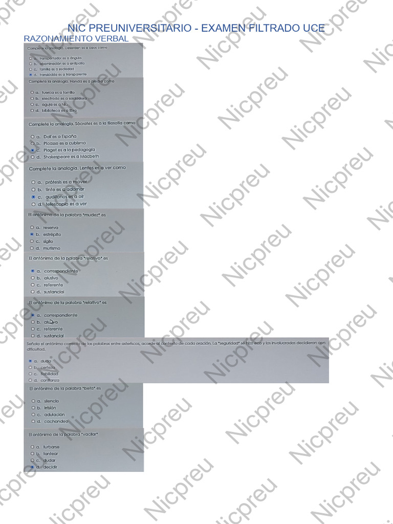Examen Uce Prueba Filtrada 3 | PDF