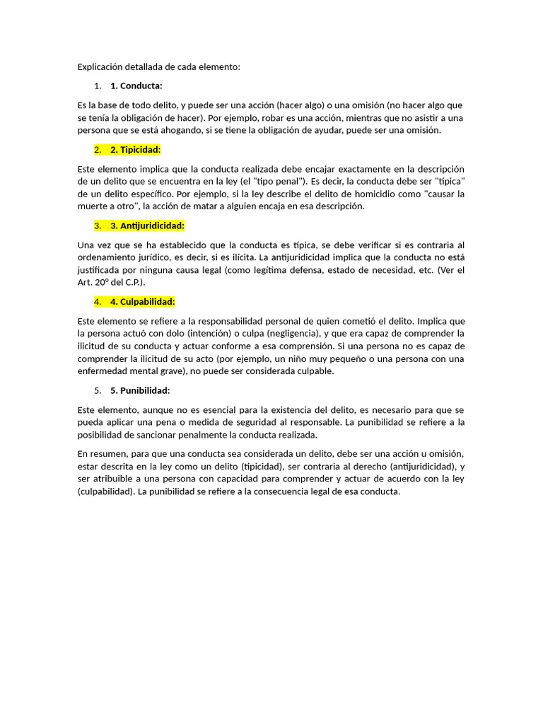 Elementos Clave del Delito: Análisis Jurídico | PDF