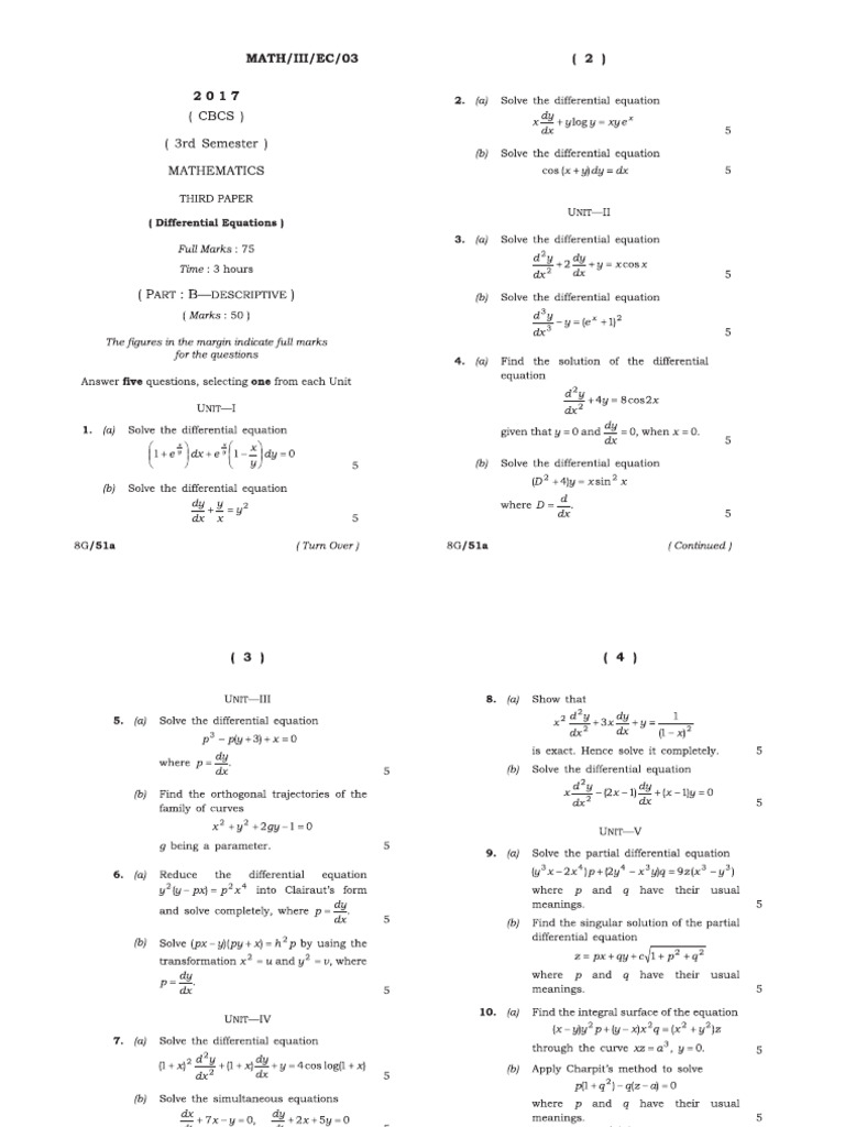 Mathematics III Semester Cbcs 2017 | PDF