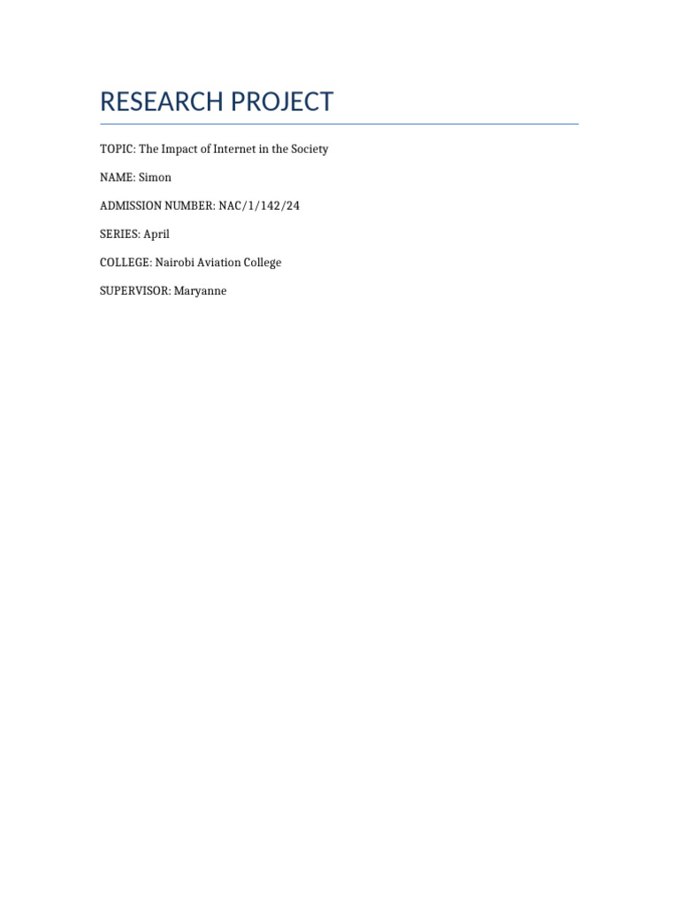 Impact of Internet in Society Project | PDF | Internet | Communication