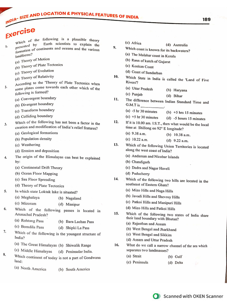 Geography CH 2 MCQ | PDF