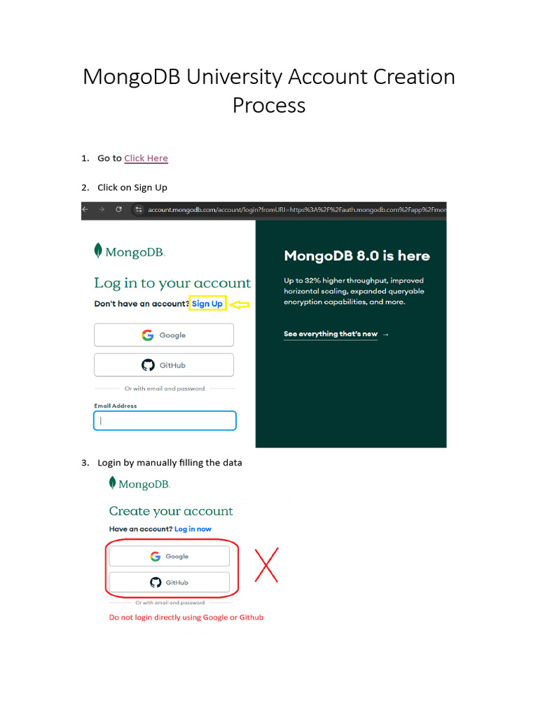MongoDB University Account Creation Process | PDF