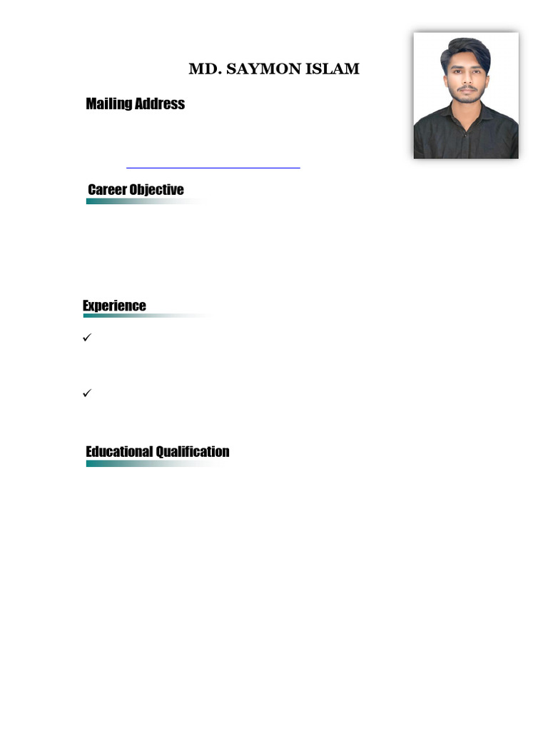 Resume of Md. Saymon Islam | PDF