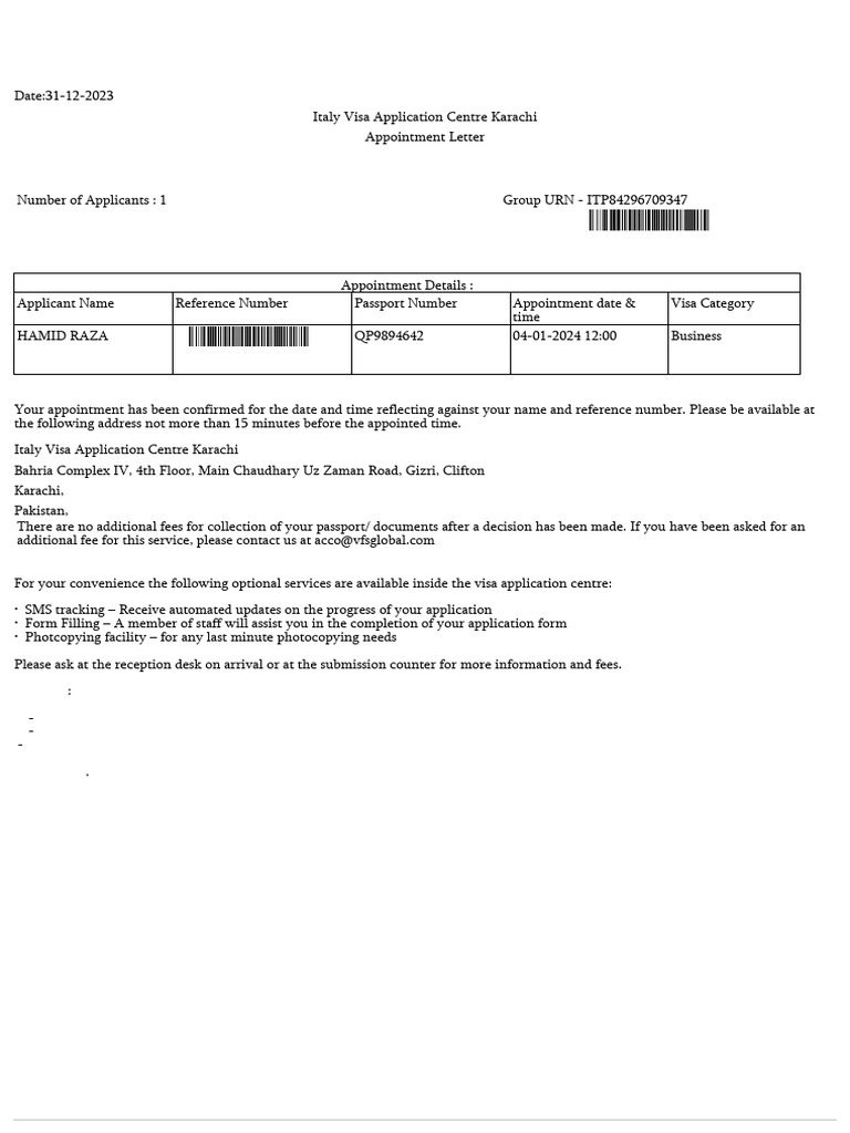 Ataly Business Appointment | PDF | Travel Visa